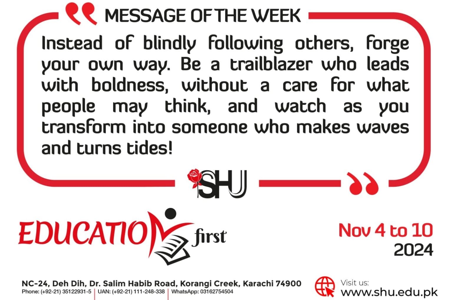 Message of the Week - Salim Habib University